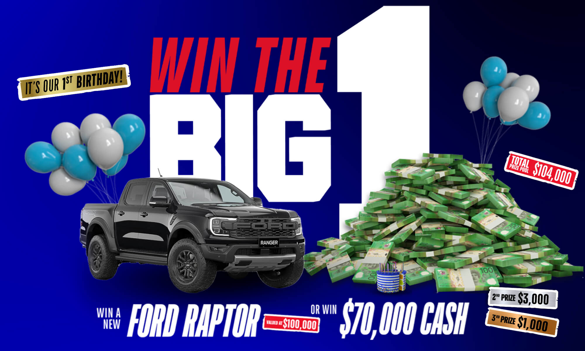 Win a new Ford Raptor or $70k Cash - Winners Locker